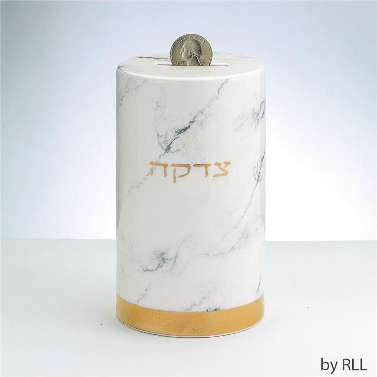 Rite Lite TBYW-3 Marble Design Ceramic Tzedakah Box, Gold Accents ...