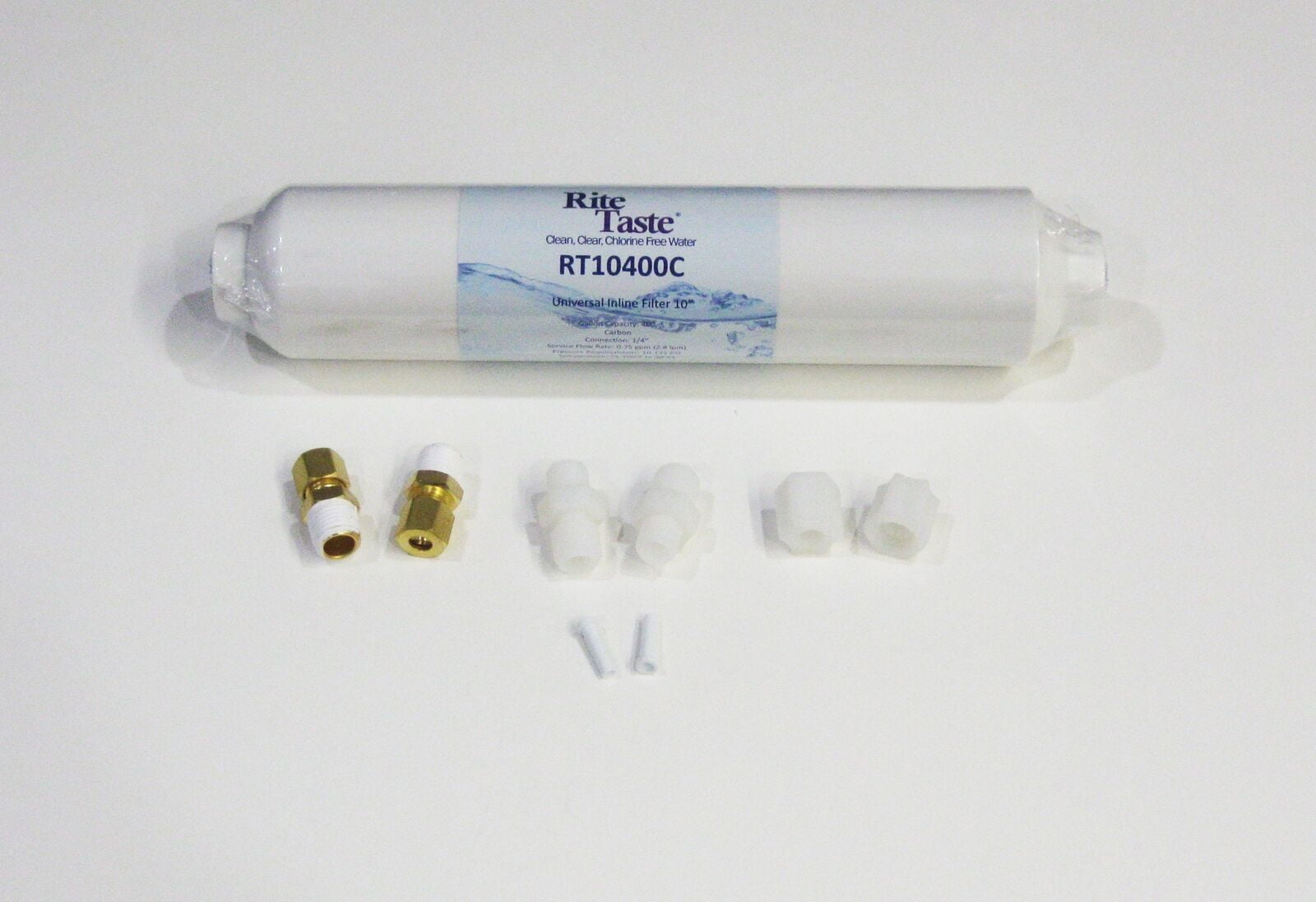 Rite Taste RT10400C 10" Universal Inline Refrigerator Water Filter 1/4 ...