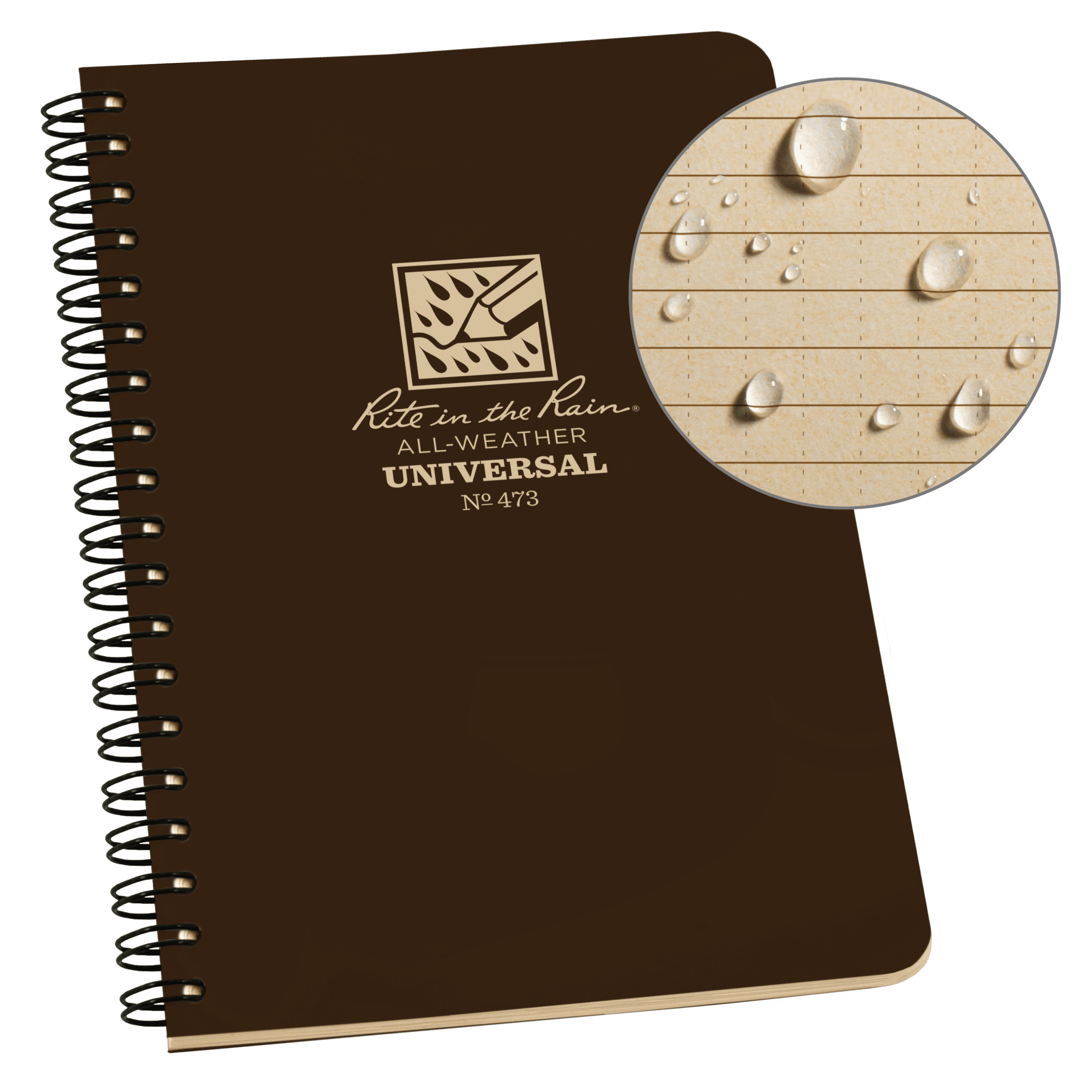 Rite in the Rain Weatherproof Side Spiral Notebook, 4.625" x 7", Brown ...