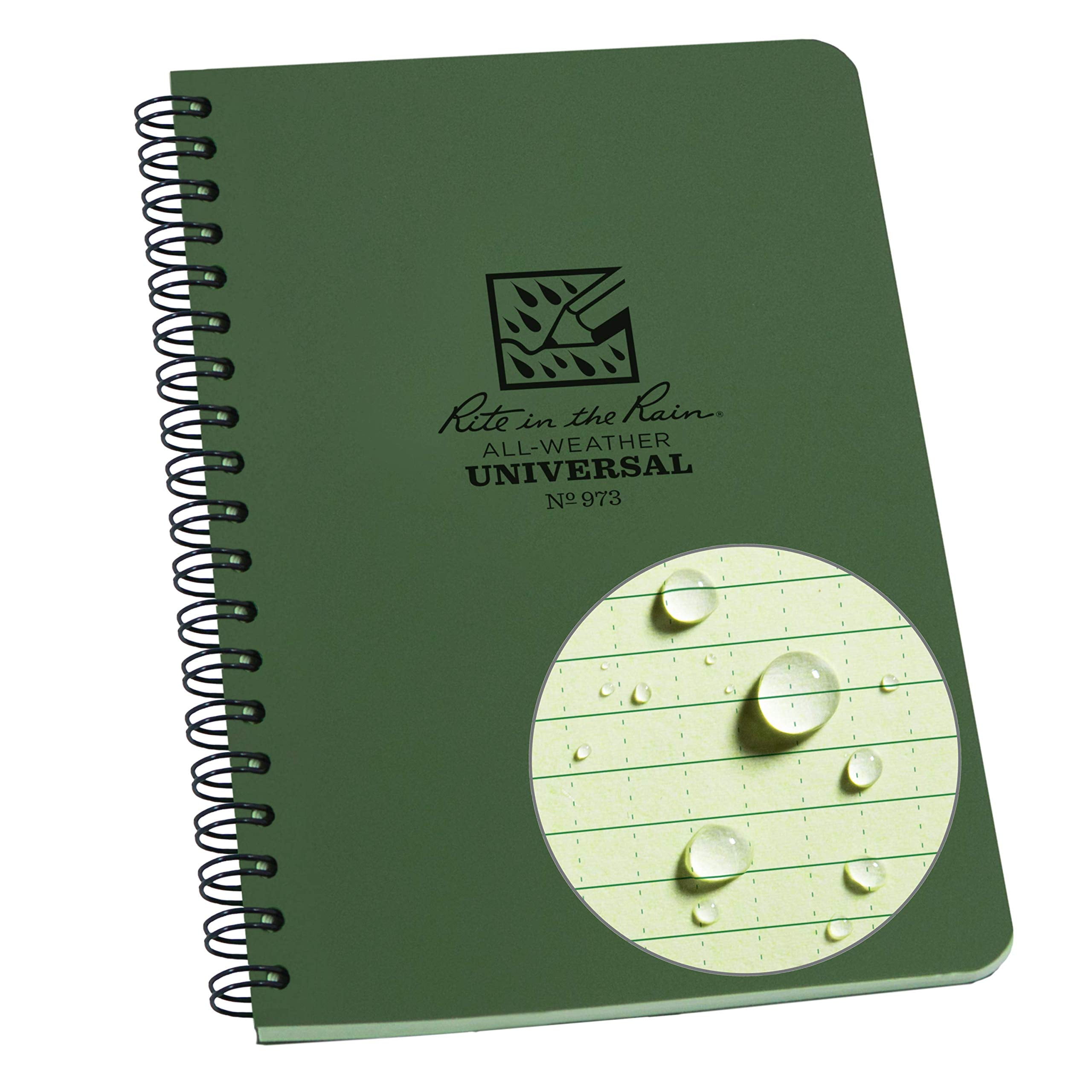 Rite in the Rain Weatherproof Side Spiral Notebook, 4.625" x 7", Green ...