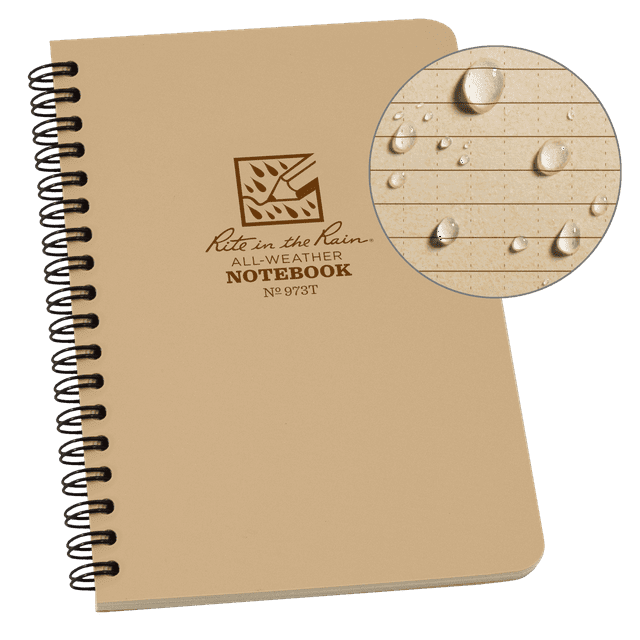 Rite in the Rain Weatherproof Side Spiral Notebook, 4.625" x 7", Tan ...