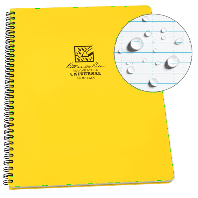 Rite in the Rain Weatherproof Side Spiral Notebook, 8.5" x 11", Yellow ...