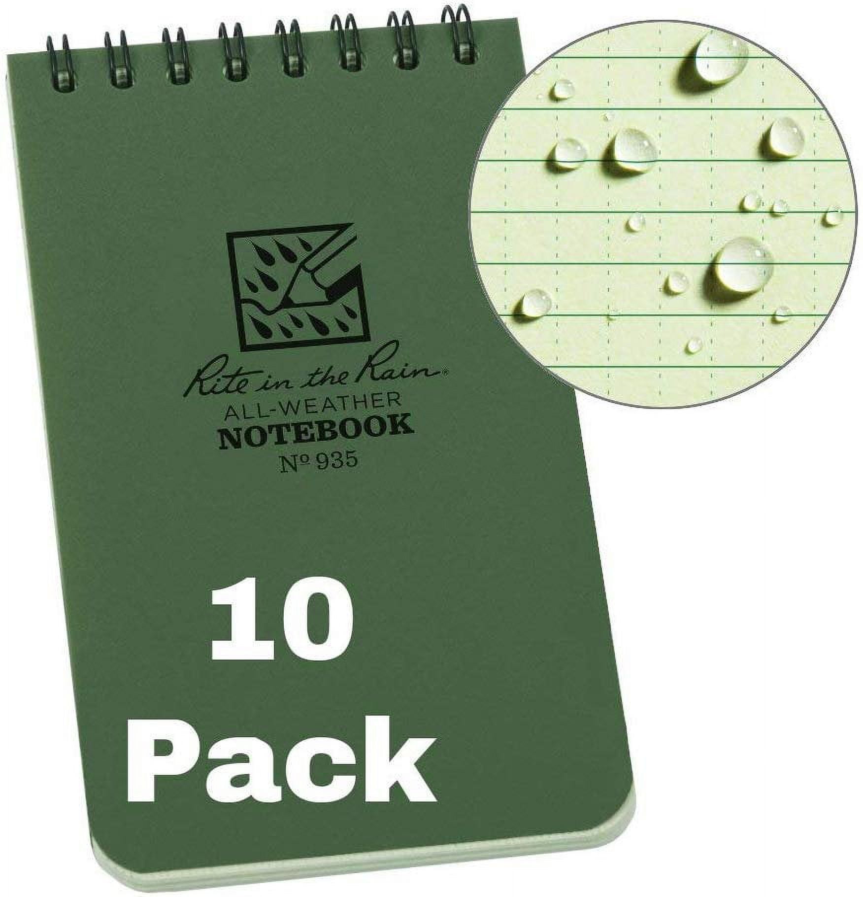 Rite in the Rain Weatherproof Top-Spiral Notebook, 3" x 5", Green Cover ...