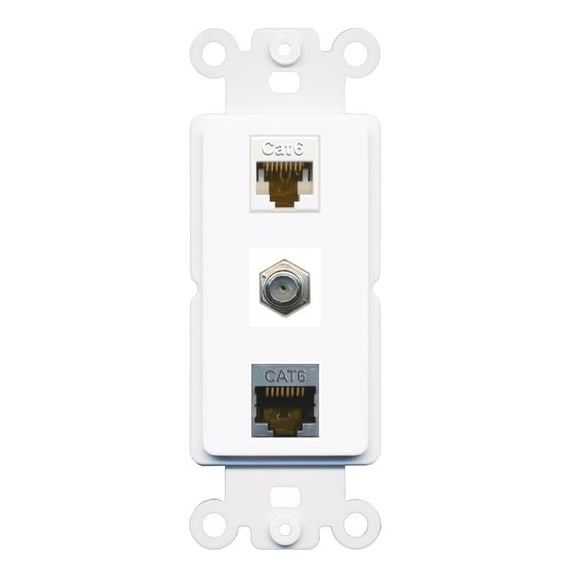 RiteAV 1 Port CAT6 CAT6-SHIELDED Coax Coupler Jack Insert Rocker Module ...