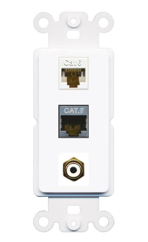 RiteAV 1 Port CAT6 CAT7 RCA-White Coupler Jack Insert Rocker Module ...