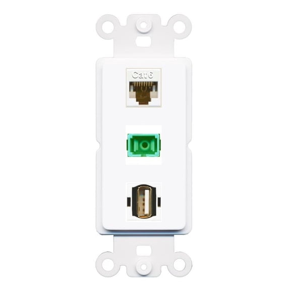 RiteAV 1 Port CAT6 SC-APC-Simplex USB2 Coupler Jack Insert Rocker ...