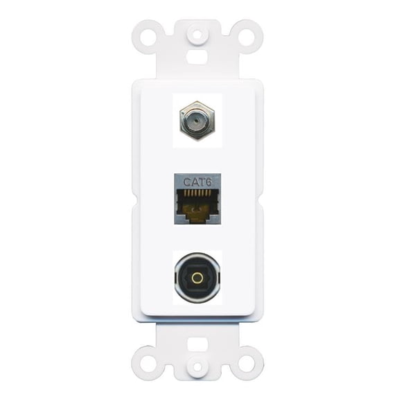 RiteAV 1 Port CAT6-SHIELDED Coax TOSLINK Coupler Jack Insert Rocker ...