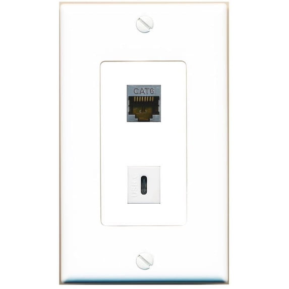 RiteAV 1 Port CAT6-SHIELDED USBC Jack Coupler Female-Female Wall Plate ...