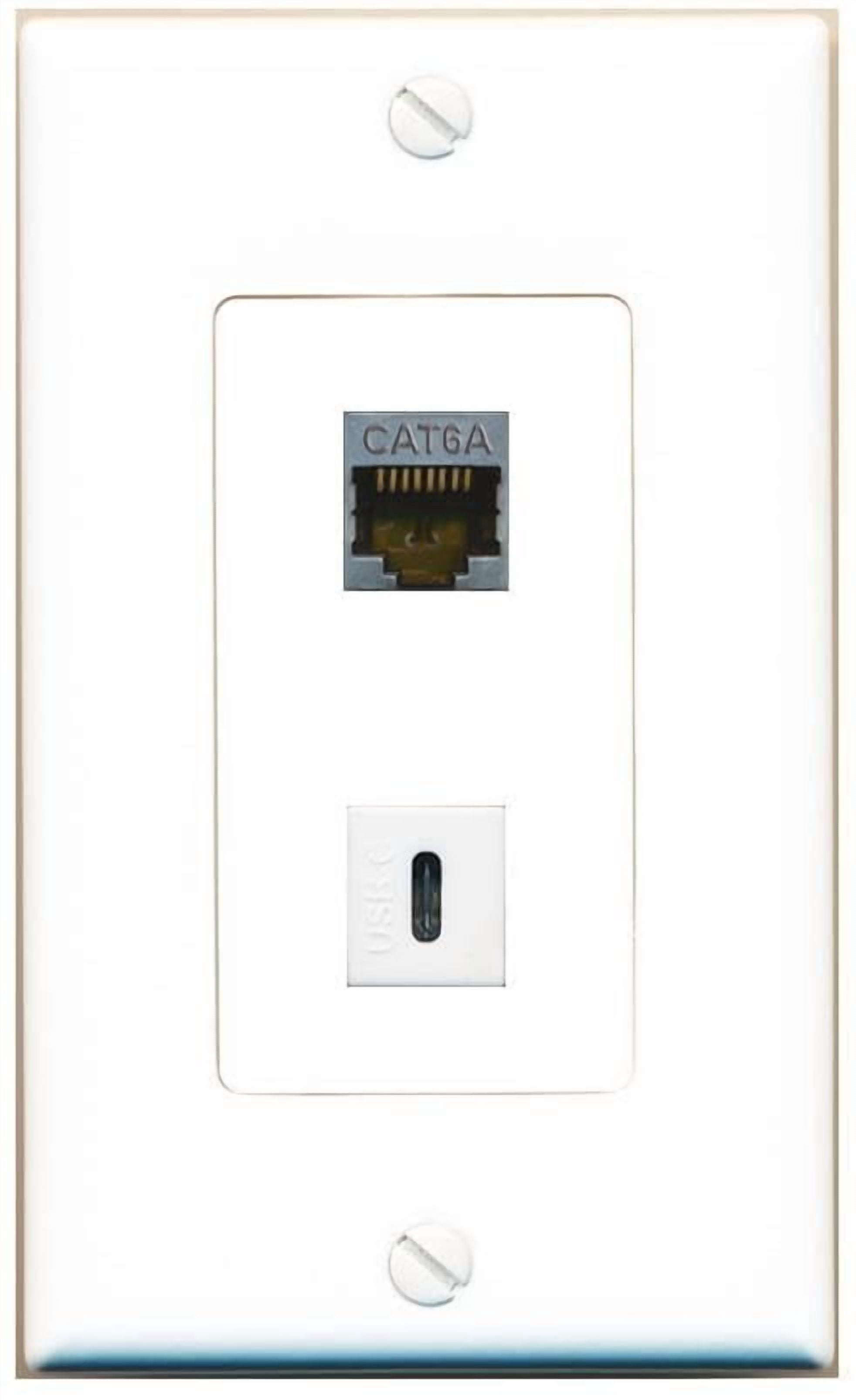 RiteAV 1 Port CAT6A USBC Jack Coupler Female-Female Wall Plate [White ...