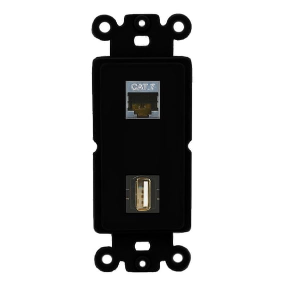 RiteAV 1 Port CAT7 USB2 Coupler Jack Insert Rocker Module Female-Female ...