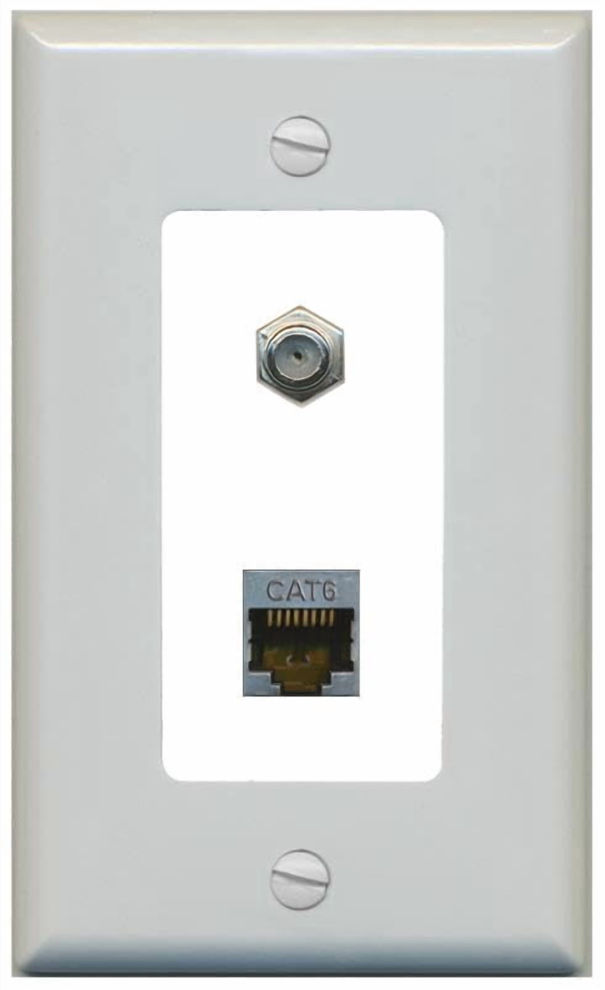 RiteAV 1 Port Cat6-Shielded Ethernet Coax Jack Wall Plate - 1 Gang ...