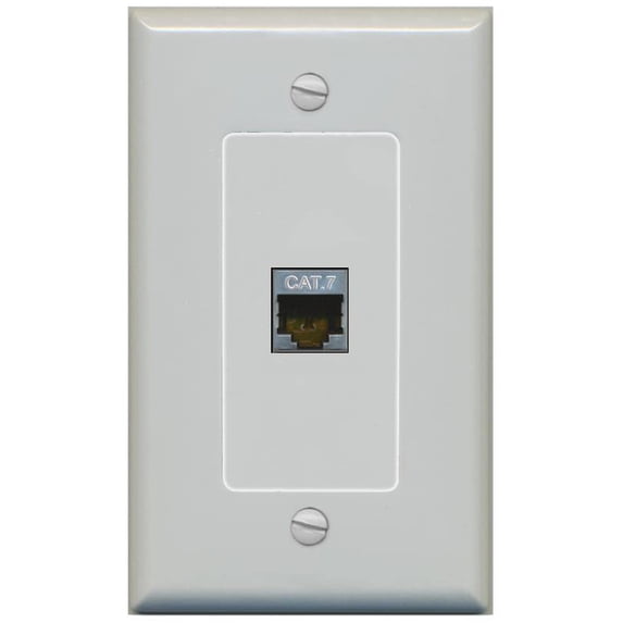 RiteAV 1 Port Cat7 Shielded Ethernet Wall Plate - 1 Gang [Gray/Gray ...