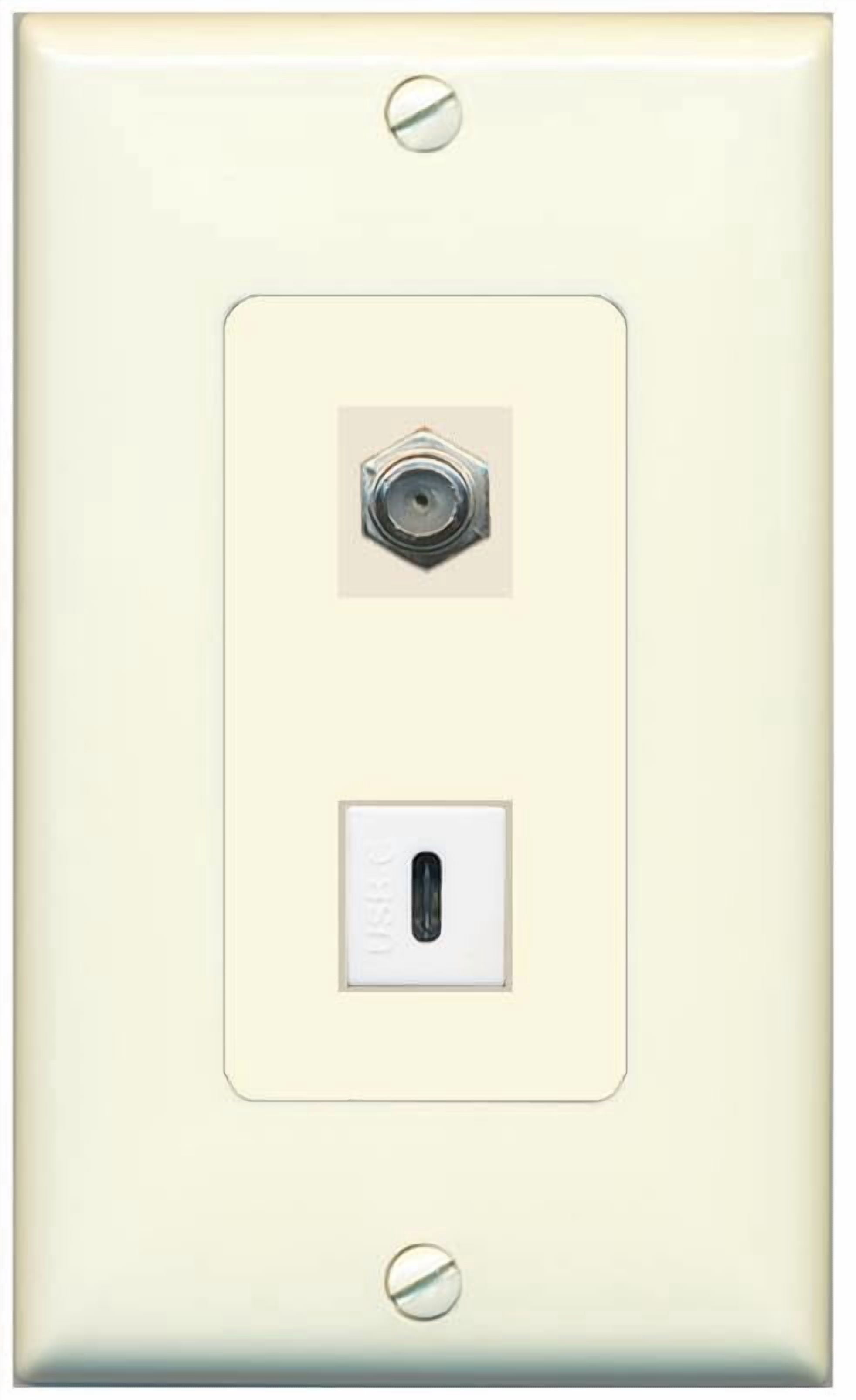 RiteAV 1 Port Coax 1 USBC Jack Coupler Female-Female Decorative Wall ...