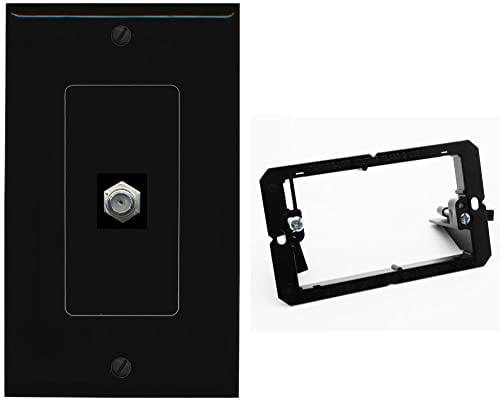 RiteAV 1 Port Coax Cable TV F-Type Wall Plate - 1 Gang w-Bracket [Black ...