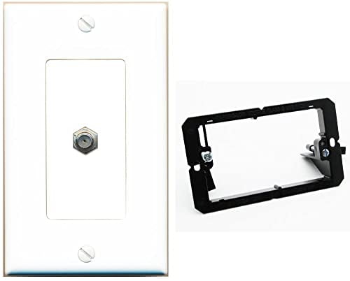 RiteAV 1 Port Coax Cable TV F-Type Wall Plate - 1 Gang w-Bracket [White ...
