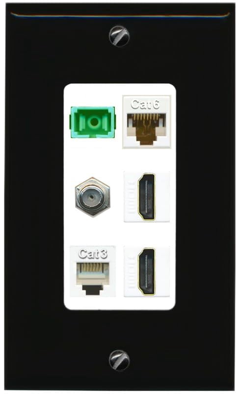 RiteAV 1 Port Fiber Optic Jack SC Simplex APC + Cat6 + Coax + 2 x HDMI ...