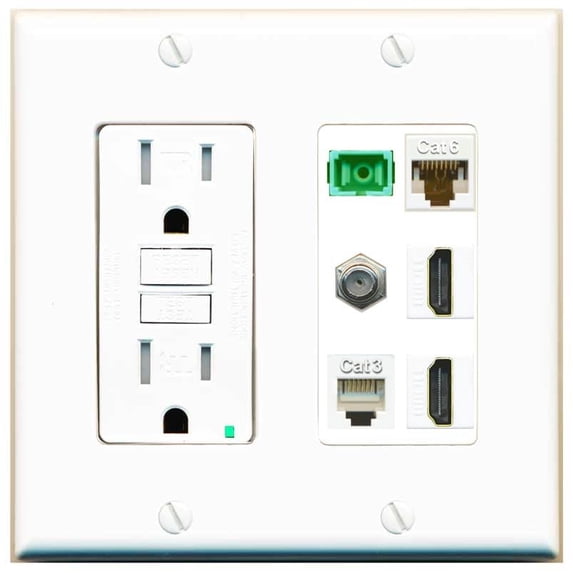 RiteAV 1 Port Fiber Optic Jack SC Simplex APC + Cat6 + Coax + 2 x HDMI ...