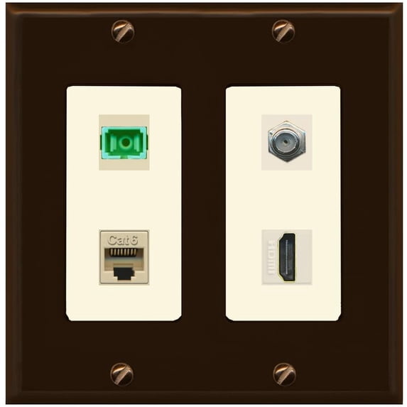 RiteAV 1 Port Fiber Optic Jack SC Simplex APC + Cat6 + Coax + HDMI Wall ...