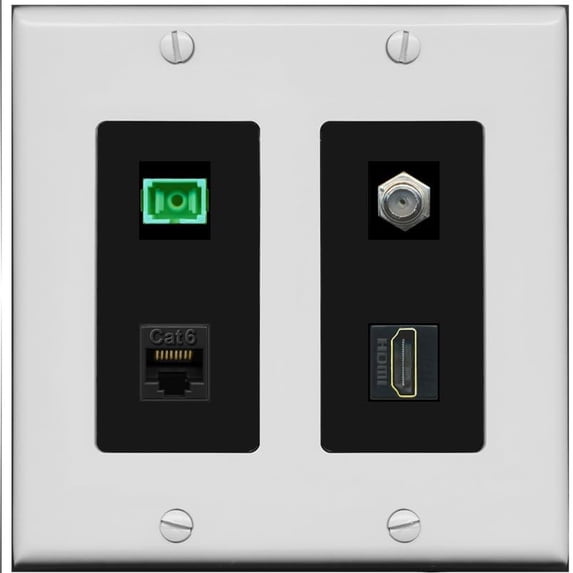 RiteAV 1 Port Fiber Optic Jack SC Simplex APC + Cat6 + Coax + HDMI Wall ...