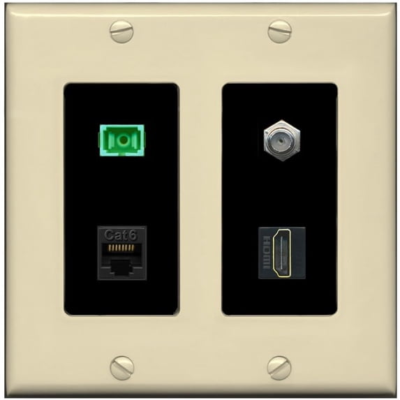 RiteAV 1 Port Fiber Optic Jack SC Simplex APC + Cat6 + Coax + HDMI Wall ...