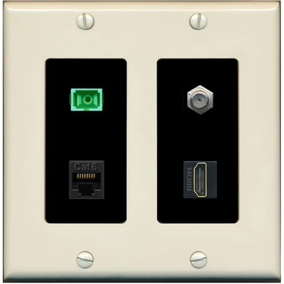 RiteAV 1 Port Fiber Optic Jack SC Simplex APC + Cat6 + Coax + HDMI Wall ...