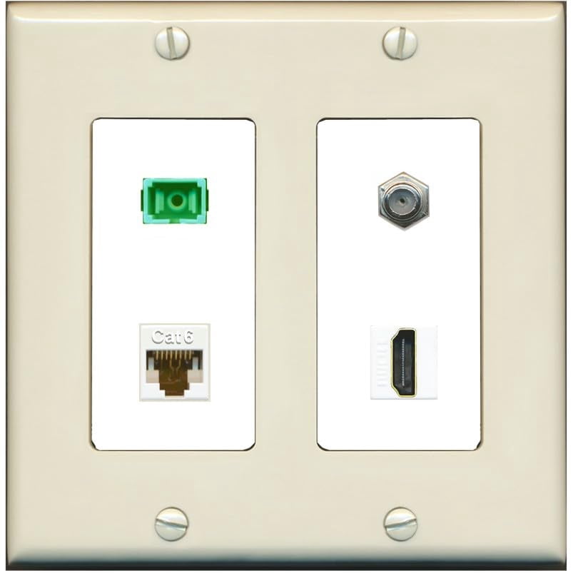 RiteAV 1 Port Fiber Optic Jack SC Simplex APC + Cat6 + Coax + HDMI Wall ...