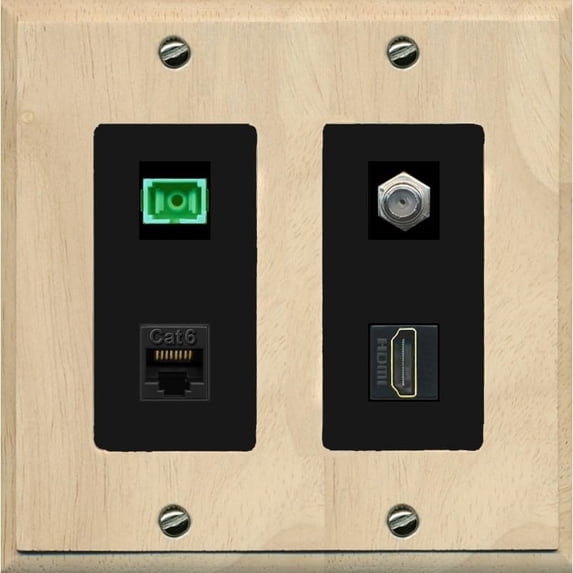 RiteAV 1 Port Fiber Optic Jack SC Simplex APC + Cat6 + Coax + HDMI Wall ...