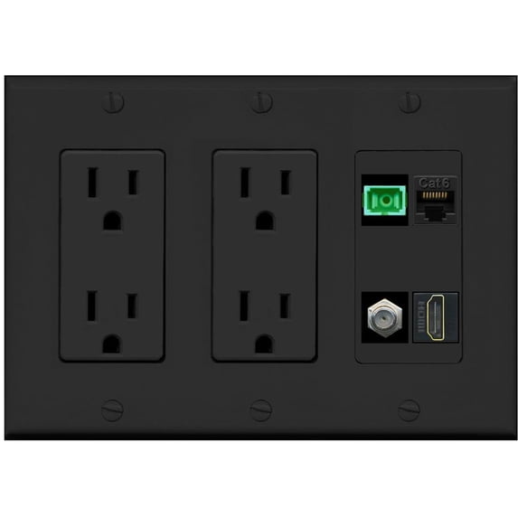 RiteAV 1 Port Fiber Optic Jack SC Simplex APC + Cat6 + Coax + HDMI Wall ...