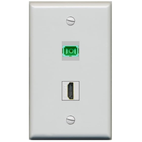 RiteAV 1 Port Fiber Optic Jack SC Simplex APC + HDMI Wall Plate - Flat ...