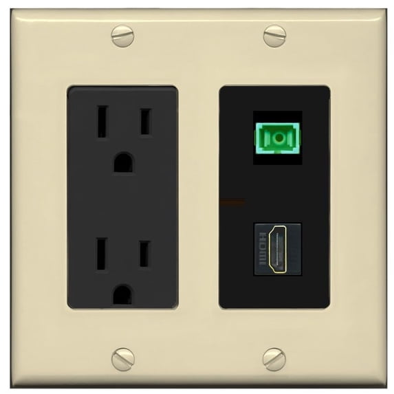 RiteAV 1 Port Fiber Optic Jack SC Simplex APC + HDMI Wall Plate ...
