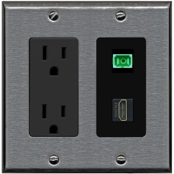 RiteAV 1 Port Fiber Optic Jack SC Simplex APC + HDMI Wall Plate ...