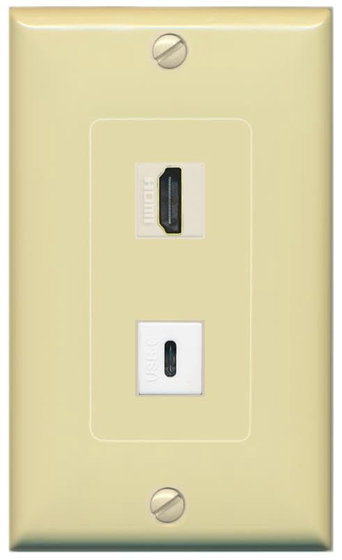 RiteAV 1 Port HDMI USBC Jack Coupler Female-Female Decorative Wall ...