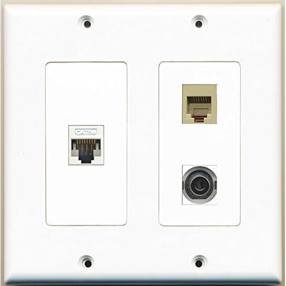 RiteAV - 1 Port Phone RJ11 RJ12 Beige 1 Port 3.5mm 1 Port Cat5e ...