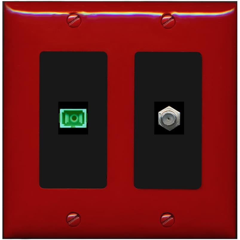 RiteAV 1 Port SC-APC Fiber Simplex Coax Cable TV Wall Plate - 2 Gang ...