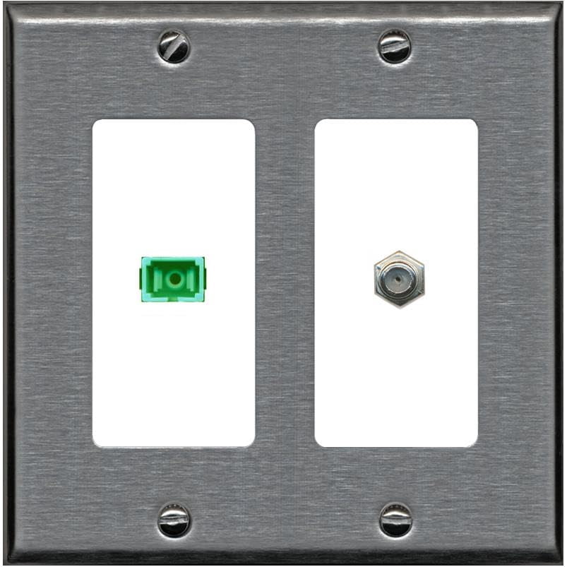 RiteAV 1 Port SC-APC Fiber Simplex Coax Cable TV Wall Plate - 2 Gang ...