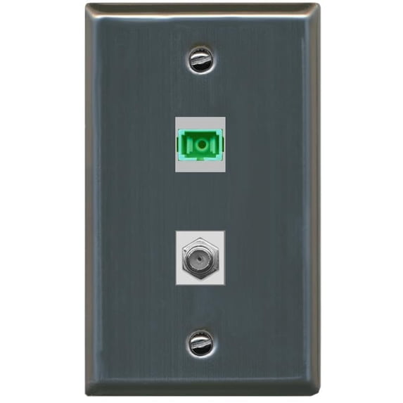 RiteAV 1 Port SC-APC Fiber Simplex Coax Cable TV Wall Plate - Flat ...