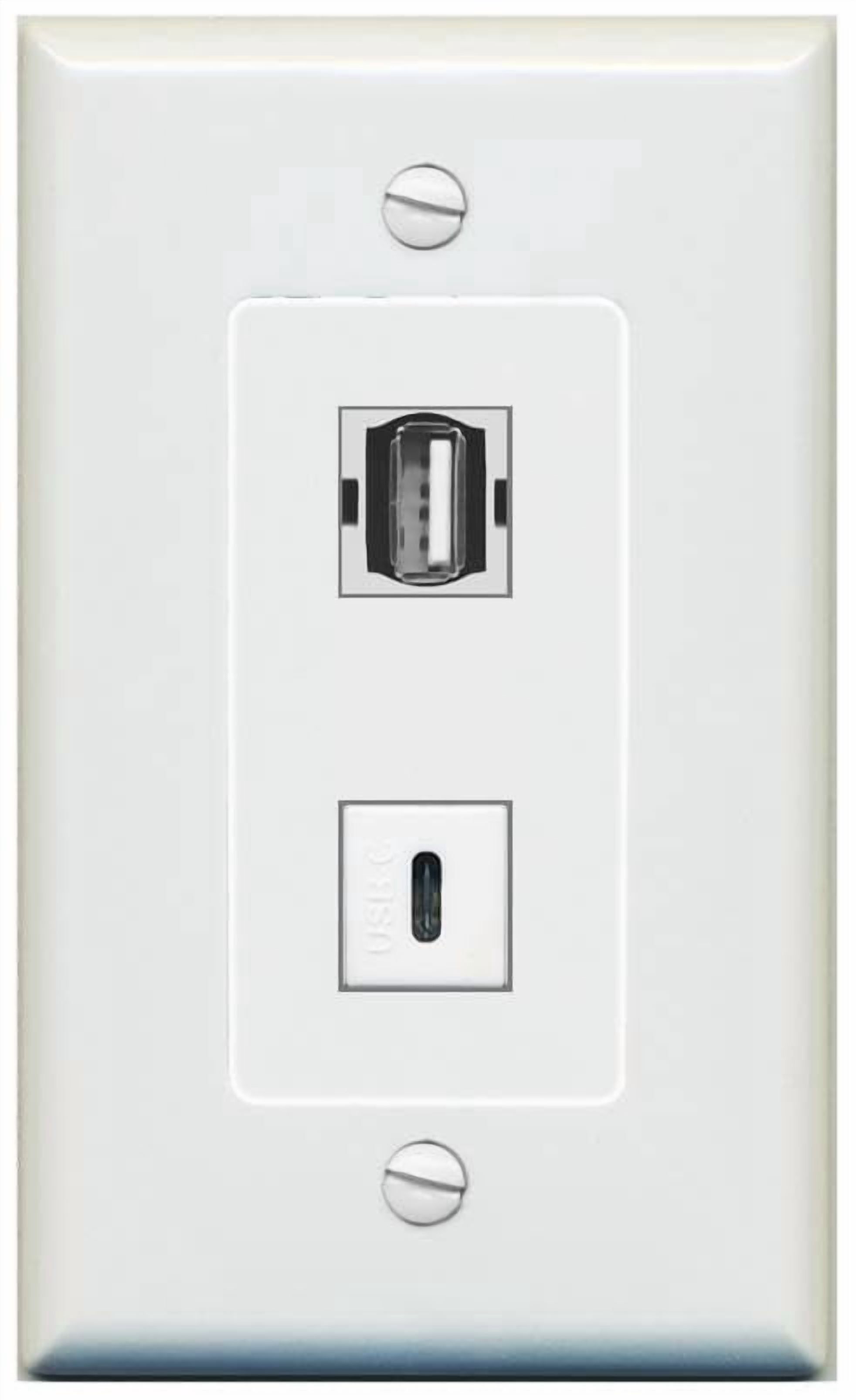 RiteAV 1 Port USB2 1 USBC Jack Coupler Female-Female Decorative Wall ...