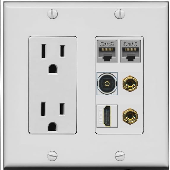 RiteAV 1 Speaker 2 Banana Binding Post Wall Plate 2 Cat6 1 x Toslink ...