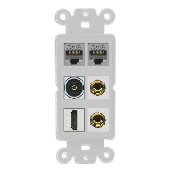 RiteAV 1 Speaker 2 Banana Binding Post Wall Plate 2 Cat6 1 x Toslink ...