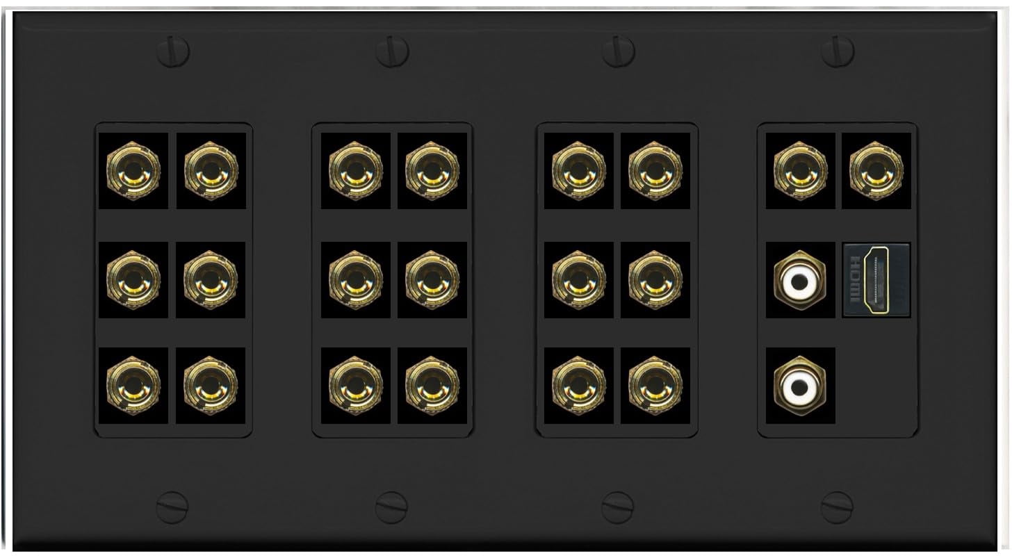 RiteAV 10.2 Surround Sound 10 Speaker 20 Banana Plug Jack Wall Plate w ...