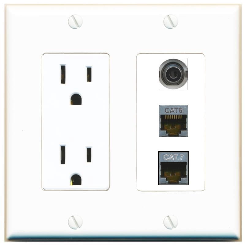 RiteAV 15 Amp Power Outlet 1 Port 3.5mm 1 CAT6-SHIELDED 1 CAT7 Jack ...