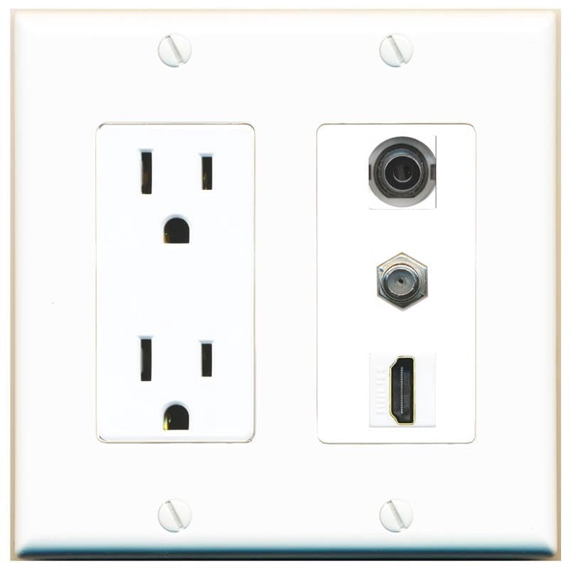 RiteAV 15 Amp Power Outlet 1 Port 3.5mm 1 Coax 1 HDMI Jack Coupler ...