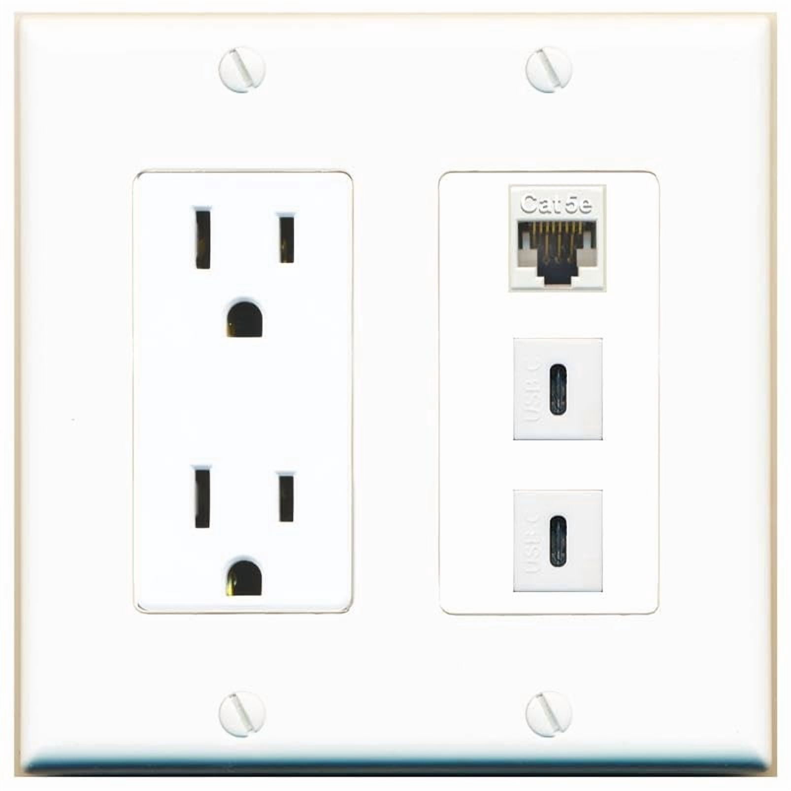 RiteAV 15 Amp Power Outlet 1 Port CAT5E 2 USBC Jack Coupler Female ...