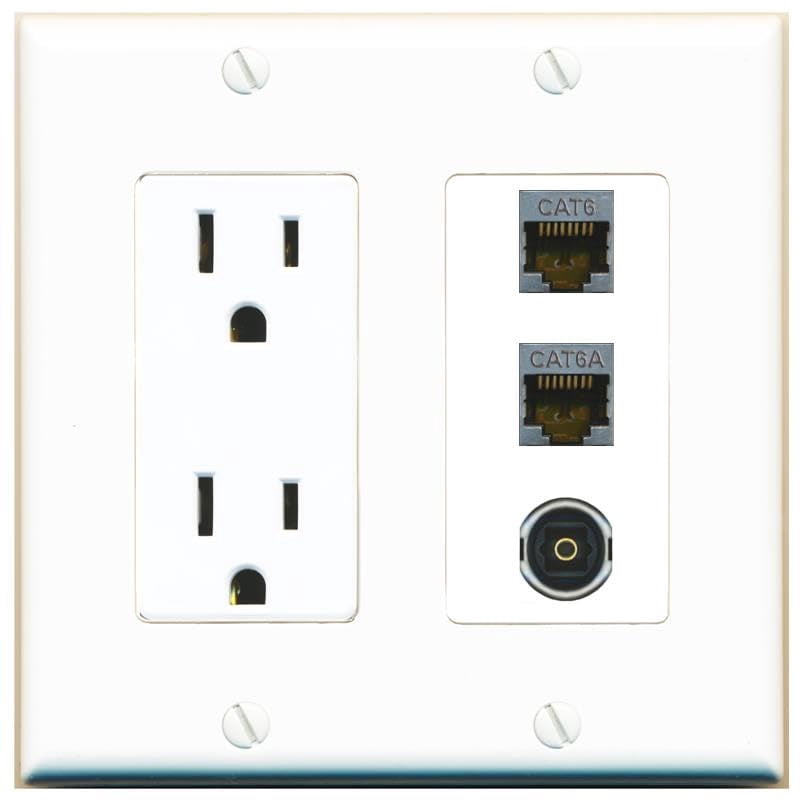 RiteAV 15 Amp Power Outlet 1 Port CAT6-SHIELDED 1 CAT6A 1 TOSLINK Jack ...