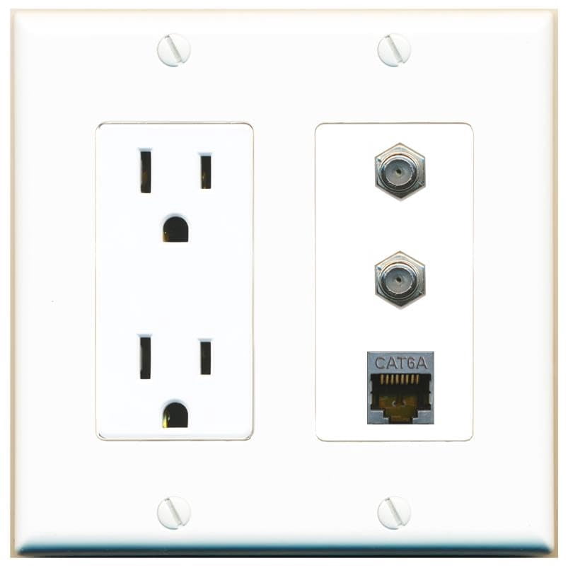 RiteAV 15 Amp Power Outlet 1 Port CAT6A 2 Coax Jack Coupler Female ...