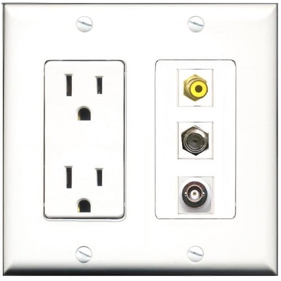RiteAV - 15 Amp Power Outlet 1 Port RCA Yellow 1 Port Coax 1 Port BNC ...