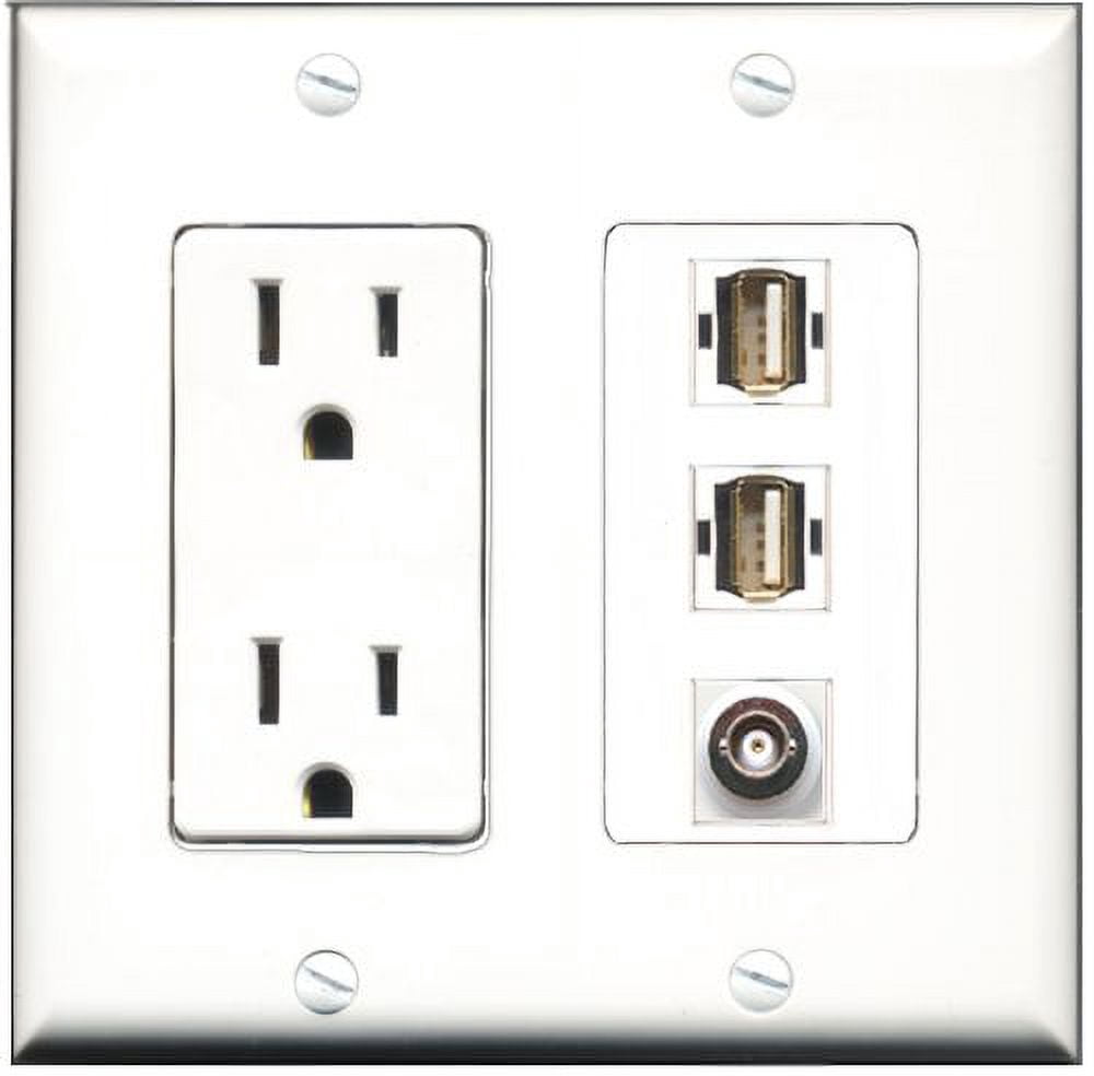 RiteAV - 15 Amp Power Outlet 2 Port USB A-A 1 Port BNC Decorative Wall ...