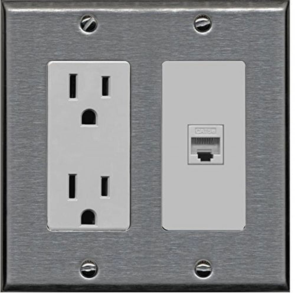 RiteAV - 15 Amp Power Outlet and 1 Port Cat5e Ethernet Decorative Type ...
