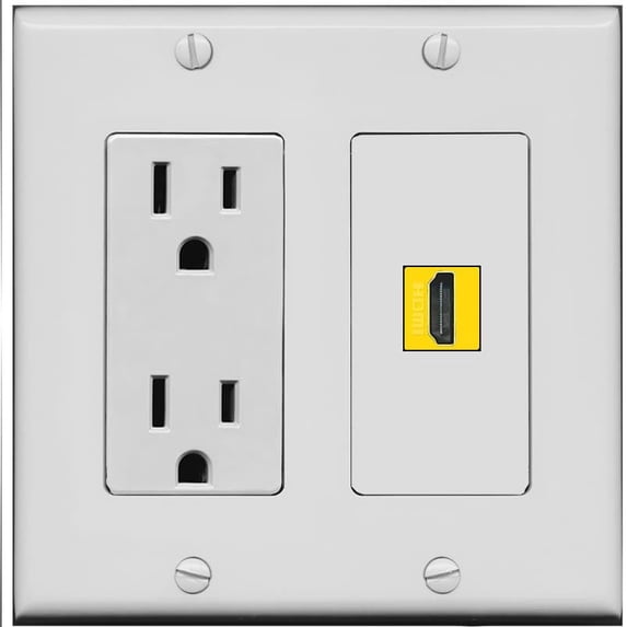 RiteAV 15 Amp Power Outlet and 1 Port HDMI-Yellow Wall Plate [Gray ...