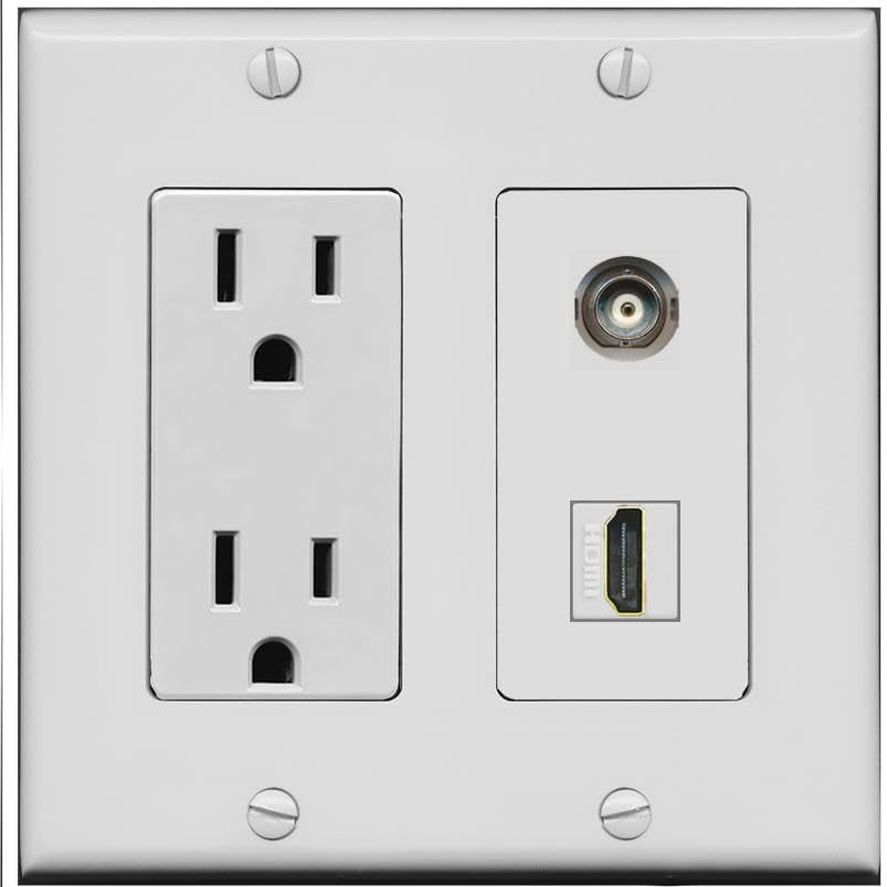 RiteAV 15 Amp Power Outlet and BNC HDMI Wall Plate [Gray] - Walmart.com